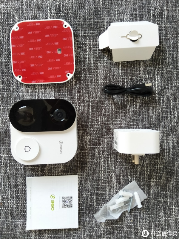 【360 D809 可视门铃1c外观展示】底座|数据线_摘要频道_什么值得买