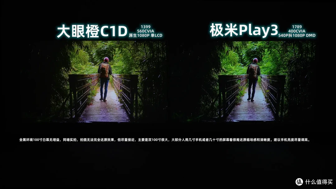 大眼橙C1D对极米Play3，最细节的画质对比，逐帧说明，原理解析。_投影仪_什么值得买