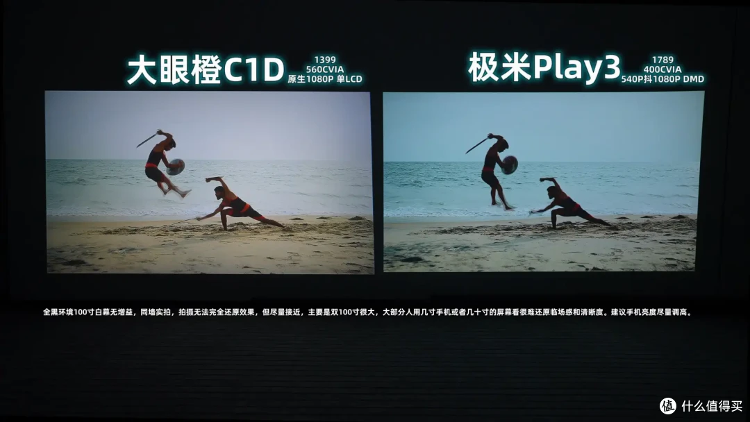 大眼橙C1D对极米Play3，最细节的画质对比，逐帧说明，原理解析。_投影仪_什么值得买