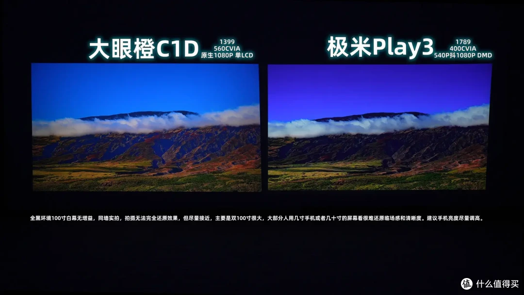 大眼橙C1D对极米Play3，最细节的画质对比，逐帧说明，原理解析。_投影仪_什么值得买