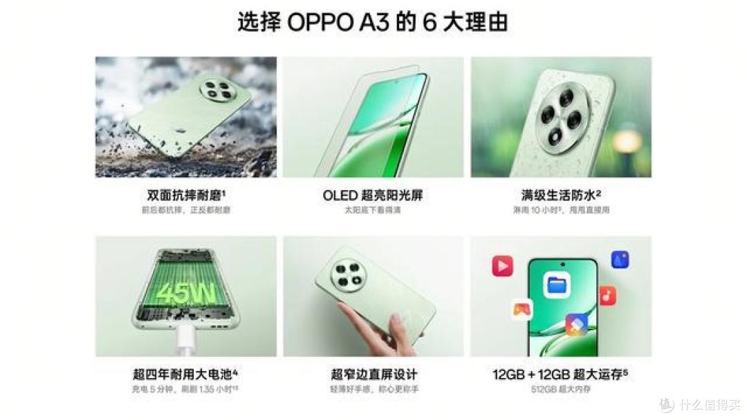 1599元起！OPPO A3正式发布：双面抗摔耐磨+满级生活防水_安卓手机_什么值得买