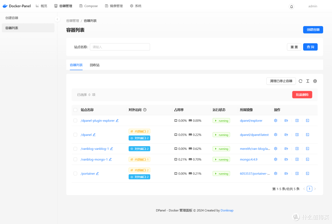 据说媲美Portainer，一款国人开发的Docker可视化管理面板『DPanel』_NAS存储_什么值得买