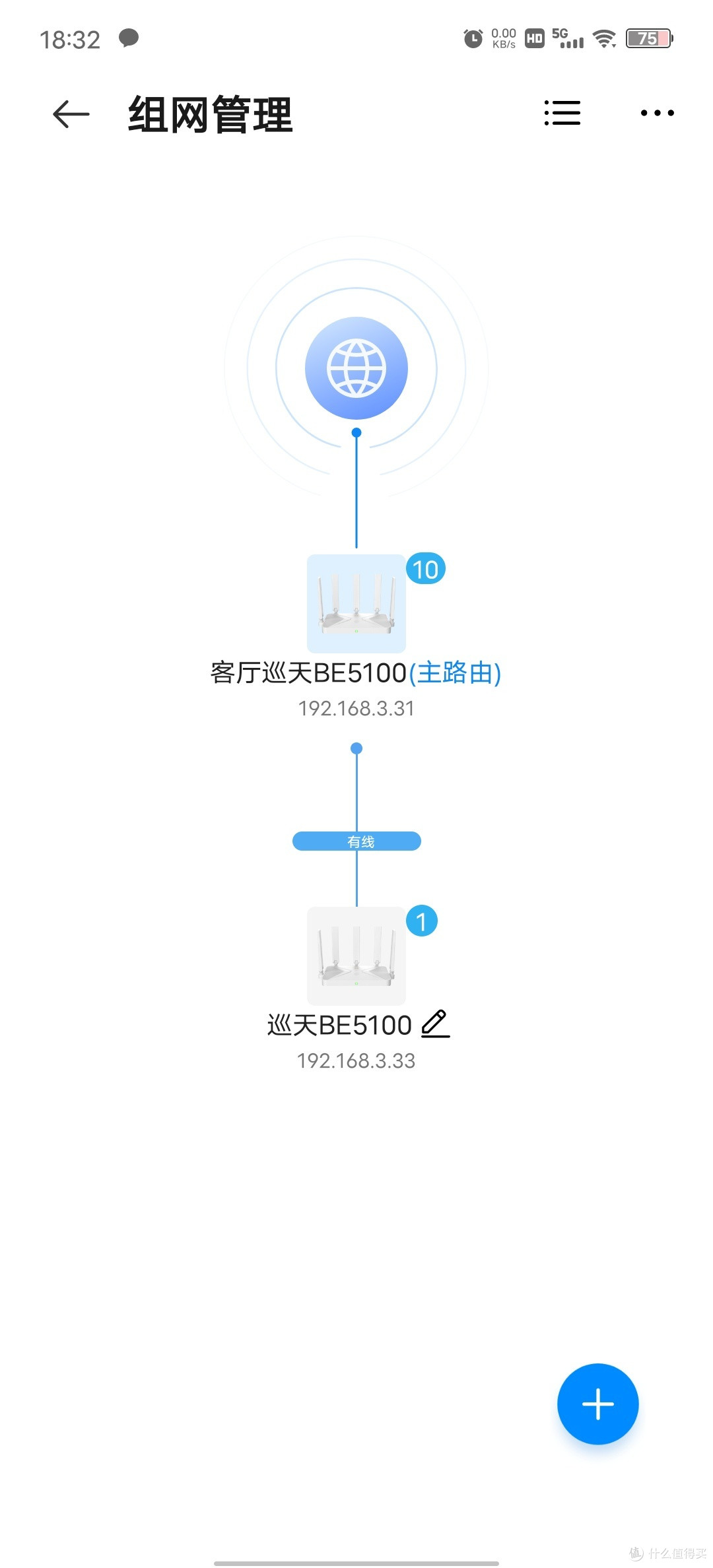 搞懂了中兴巡天 BE5100 有线MESH并联组网_路由器_什么值得买