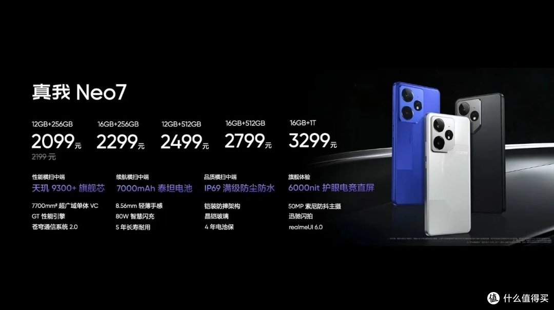 2099元起 ，真我GT Neo7发布，全方位对比红米K80和iqooneo10_安卓手机_什么值得买