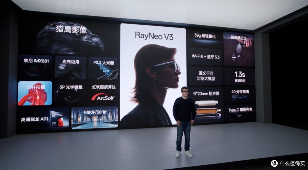 Meta最强对手出现？雷鸟V3 AI拍摄眼镜现货上市：1799元_智能眼镜_什么值得买