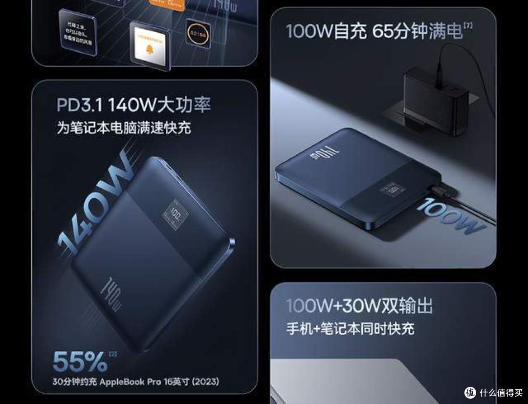 可为MacBook满血140W快充，倍思Blade2 140W数显快充移动电源上架_移动电源_什么值得买