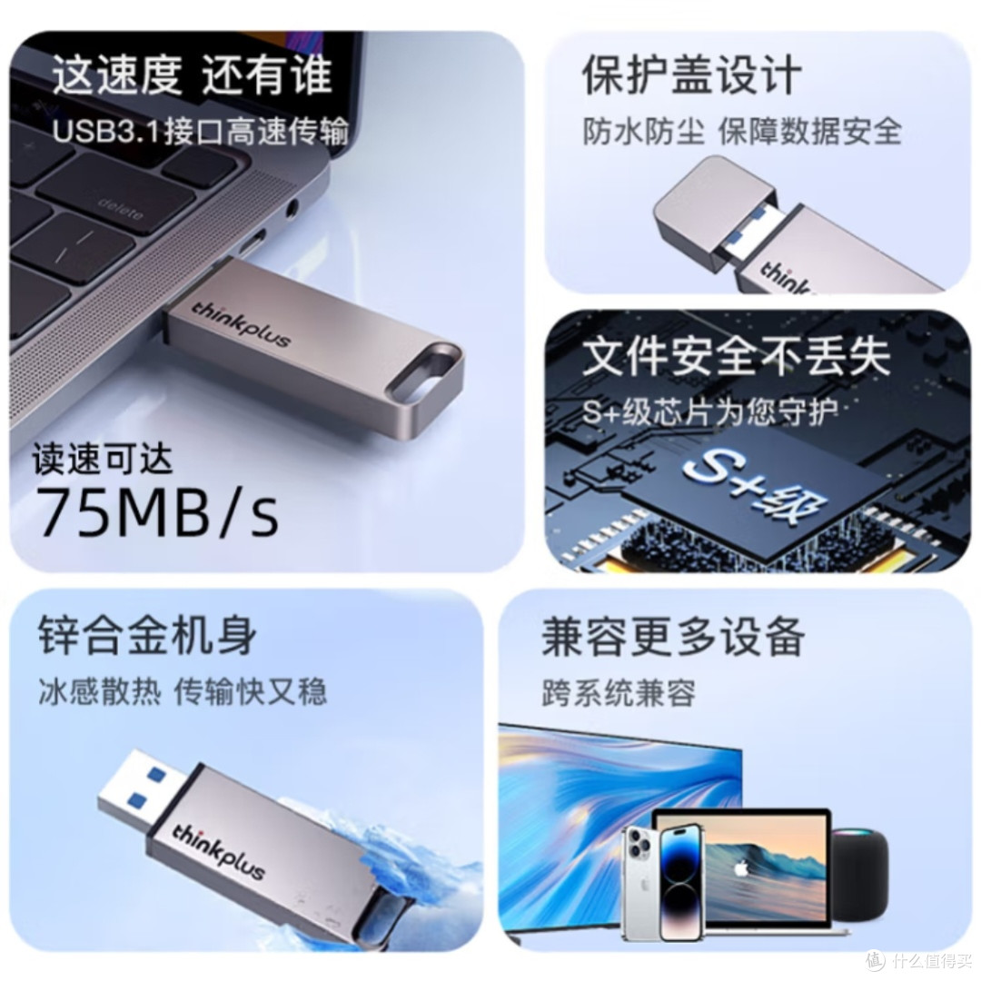 ThinkPlus 32GB USB3.1 U盘TU100系列评测_U盘_什么值得买