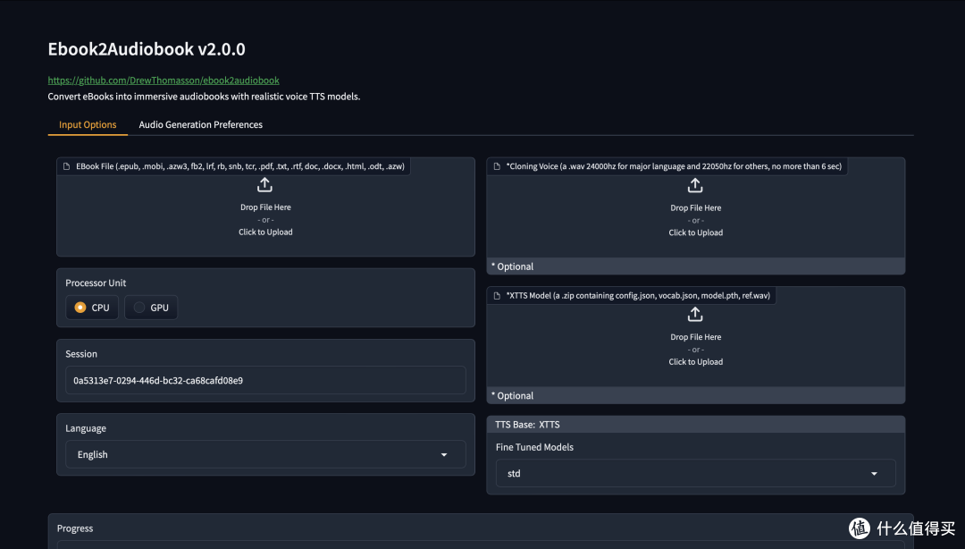NAS 上的 “听书神器”：Ebook2Audiobook 一键转有声书_网络存储_什么值得买