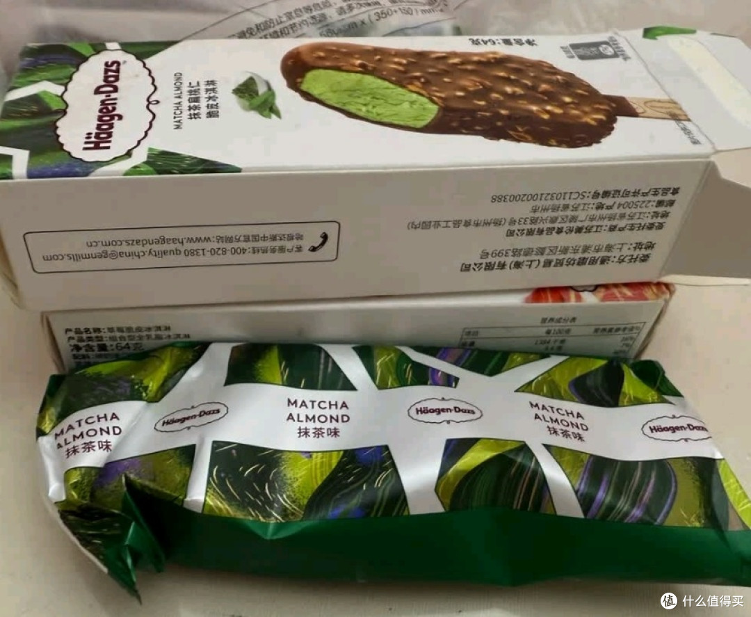 哈根达斯抹茶味扁桃仁脆皮条冰淇淋64g/支 雪糕_冰淇淋/雪糕_什么值得买