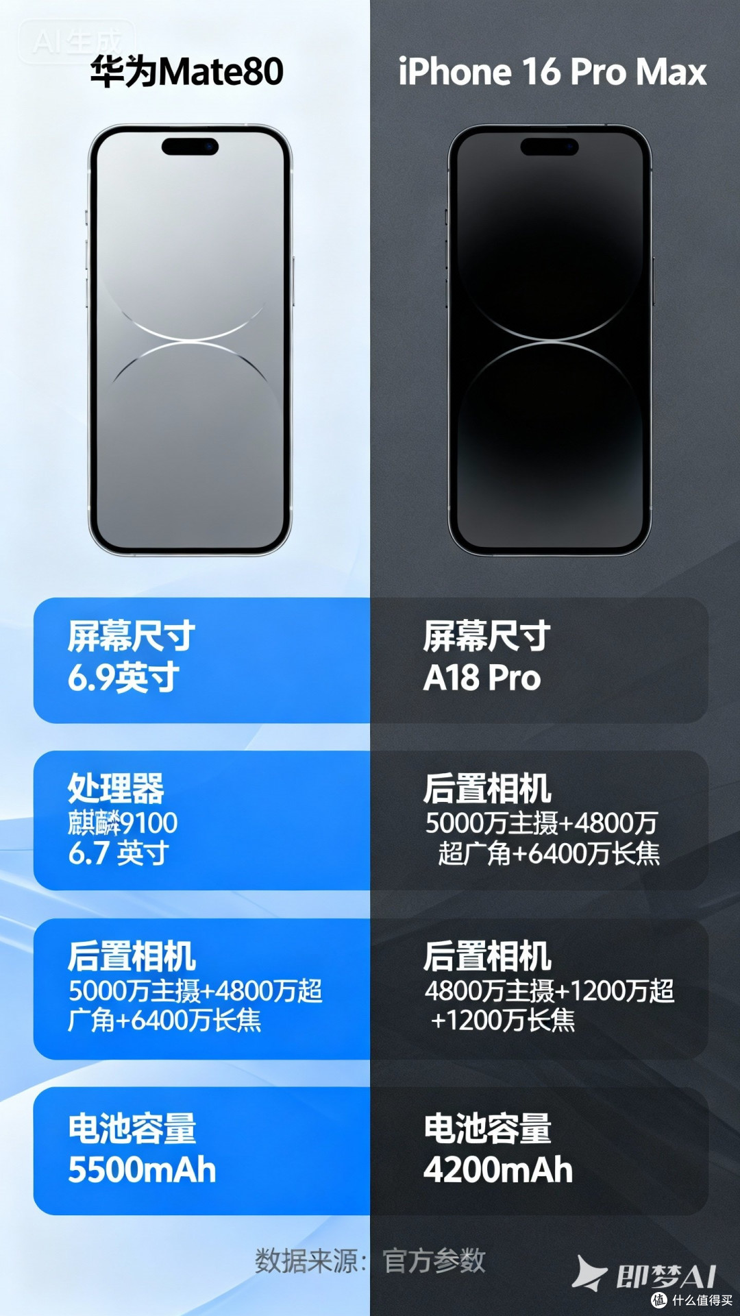 华为Mate80与iPhone 16 Pro Max对比_手机_什么值得买